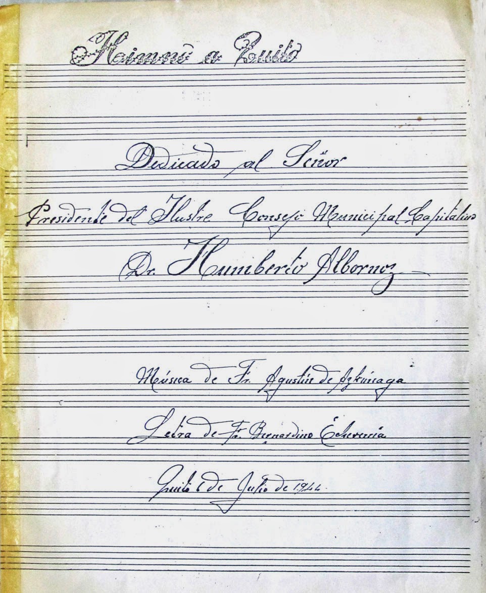 MEMORIA MUSICAL DEL ECUADOR: Himno a Quito: 70 años