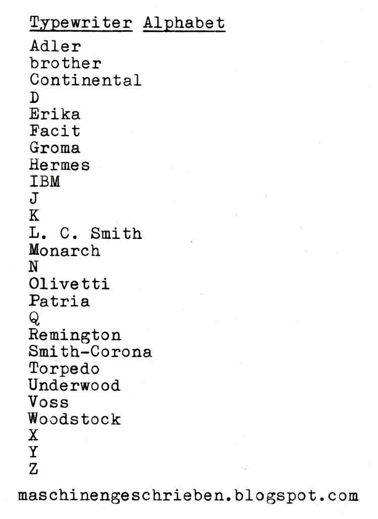 maschinengeschrieben: Typewriter Alphabet