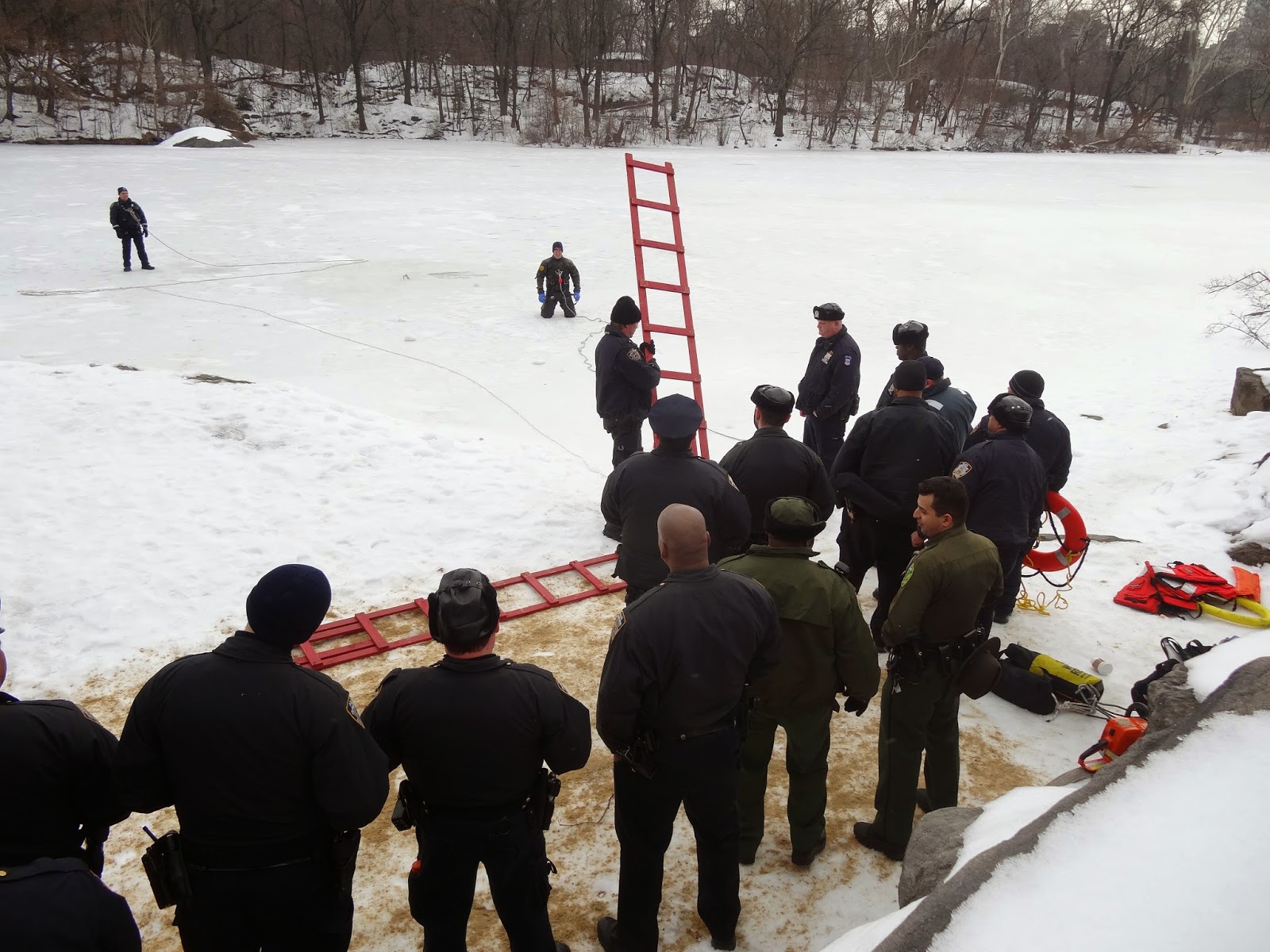 A Walk in the Park: Central Park: NYPD Conducts Ice Rescue Training