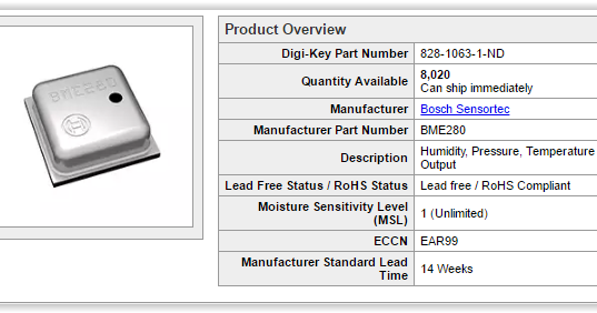 PCB Designer: BME280 Bosch Sensortec | Sensors, Transducers | DigiKey