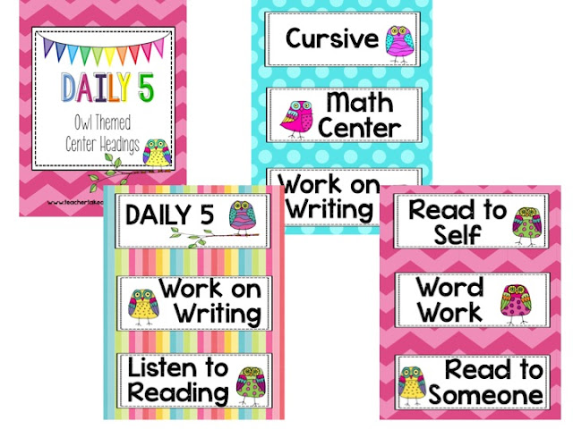 teachertakeaways: Owl Themed Daily 5 Signs