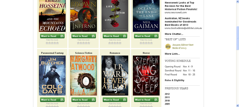ประกาศผลโพลประจำปีของ goodreads choiceawards best books 2013 ของ ...