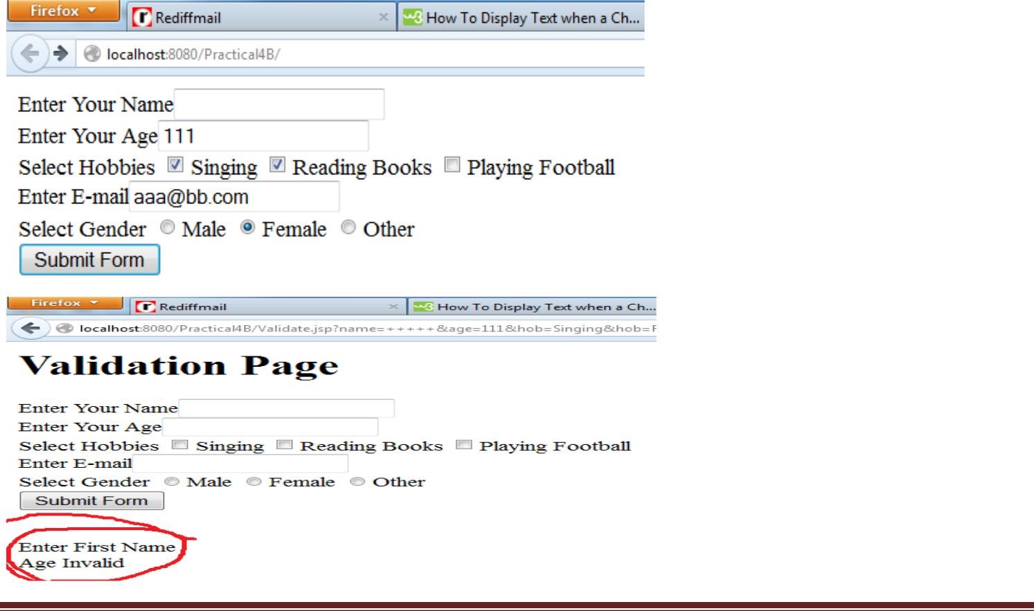 4b. Simple JSP application to pass values from one page to another with ...