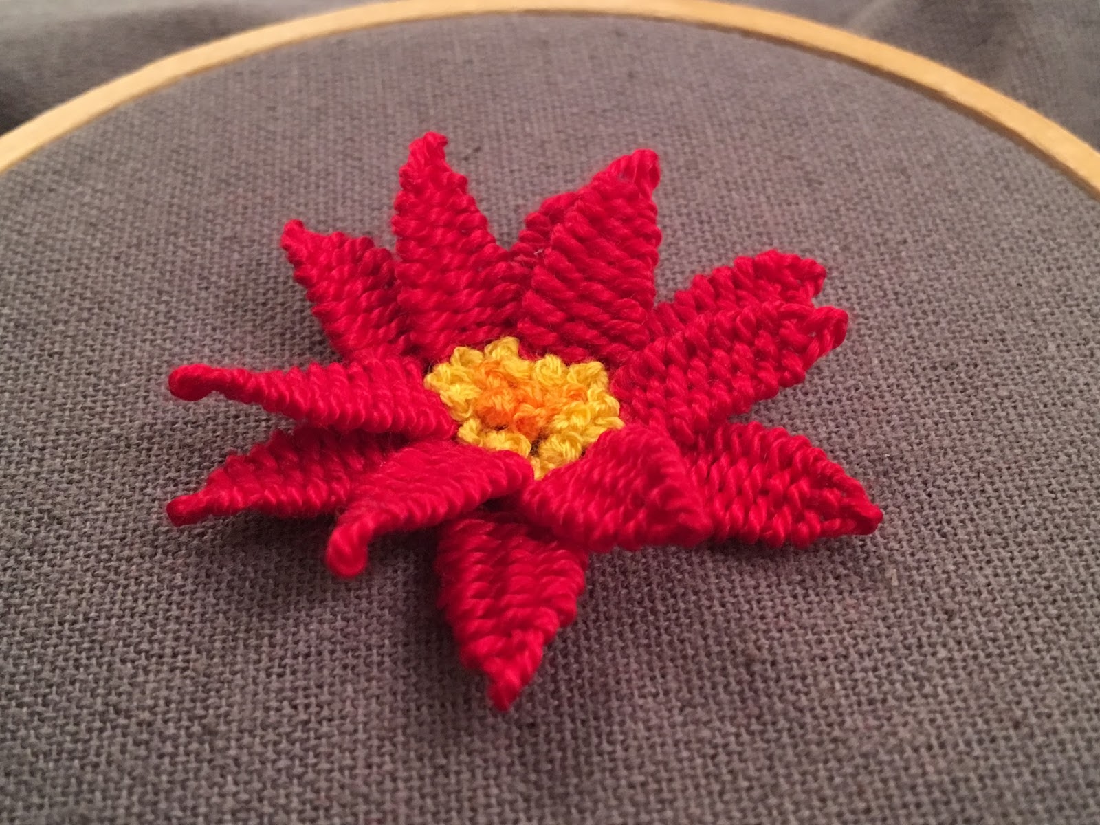 MooshieStitch: Red Woven Picot Stitch Flower