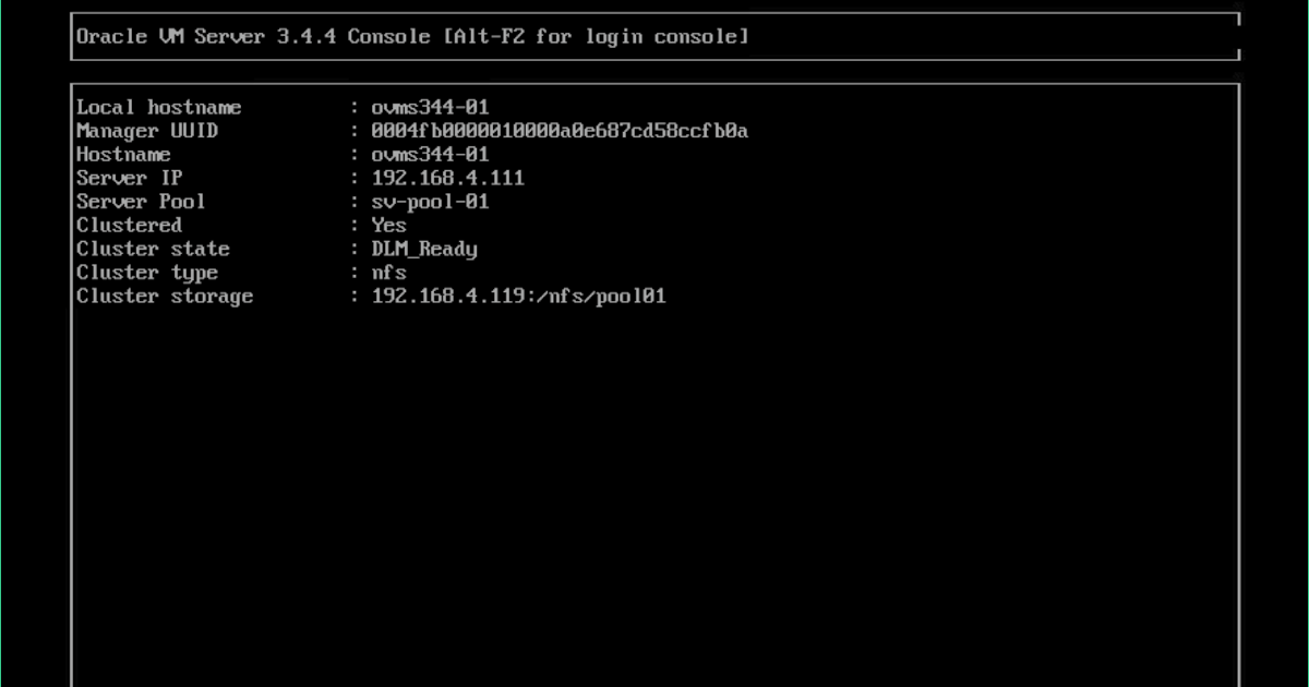 Oracle Linux とその周辺のもの: Oracle VM Server 3.x のディスプレイに表示される情報を SSH で表示する。