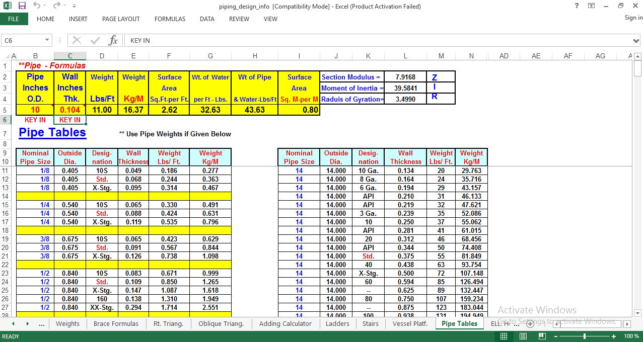 New 27+ Piping Design Spreadsheets
