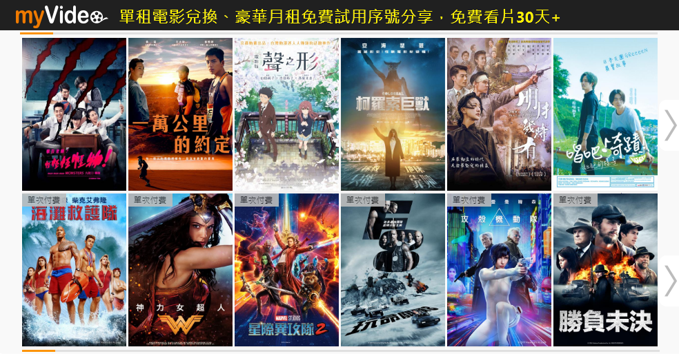 【myVideo】單租電影+豪華月租序號分享(隨時更新)！