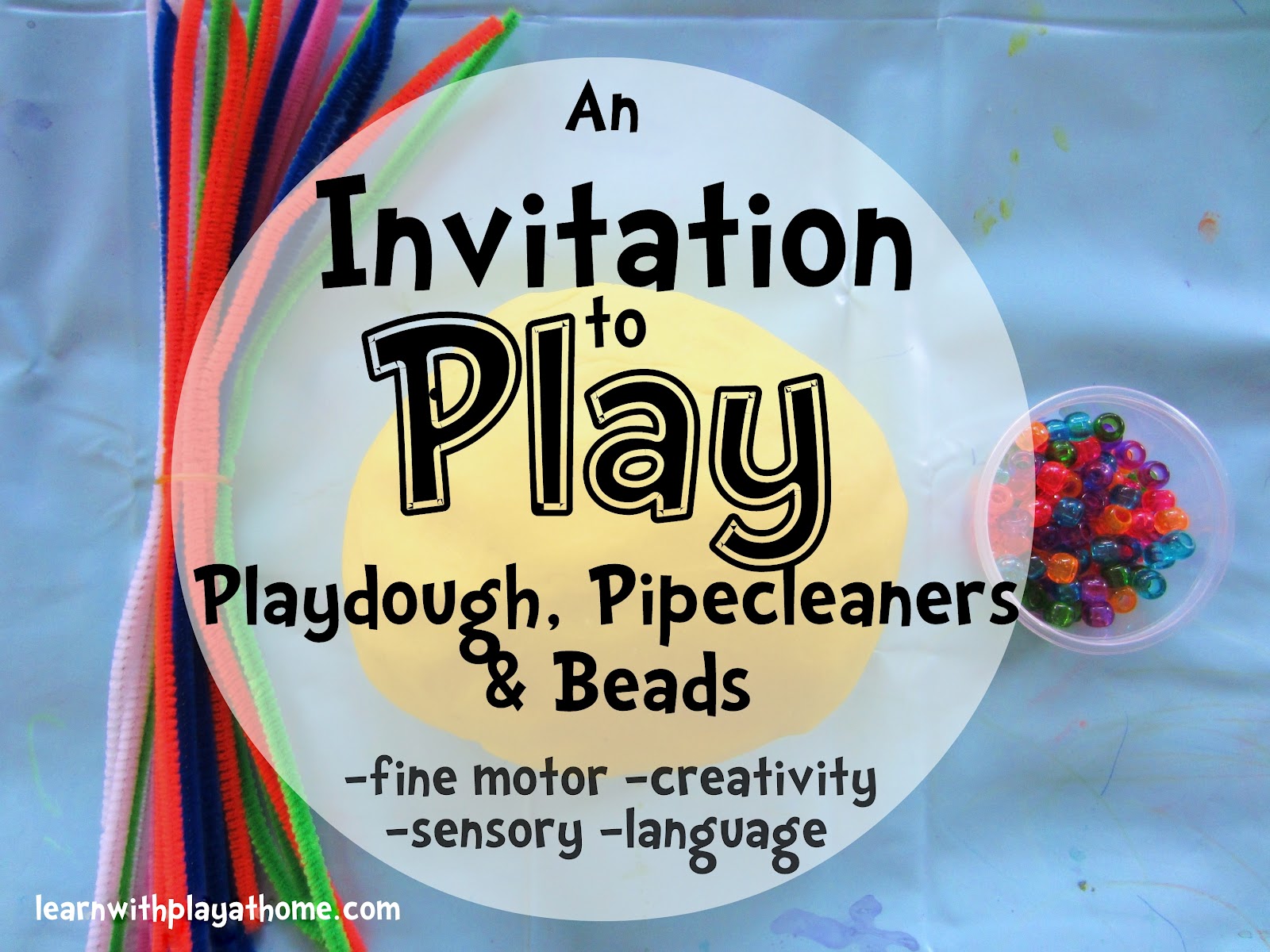 Learn with Play at Home: Playdough, Pipe Cleaners and Beads. Invitation ...