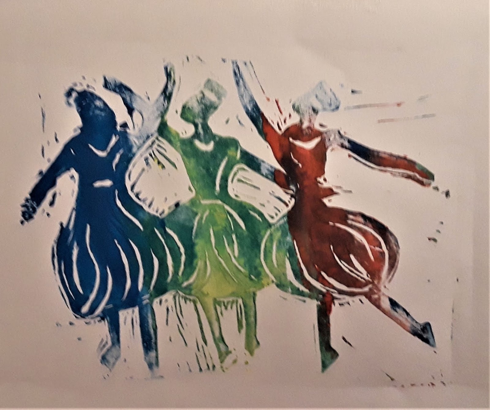 Tom Wagen's Art: Dancing Ladies Block Print (Revisited)
