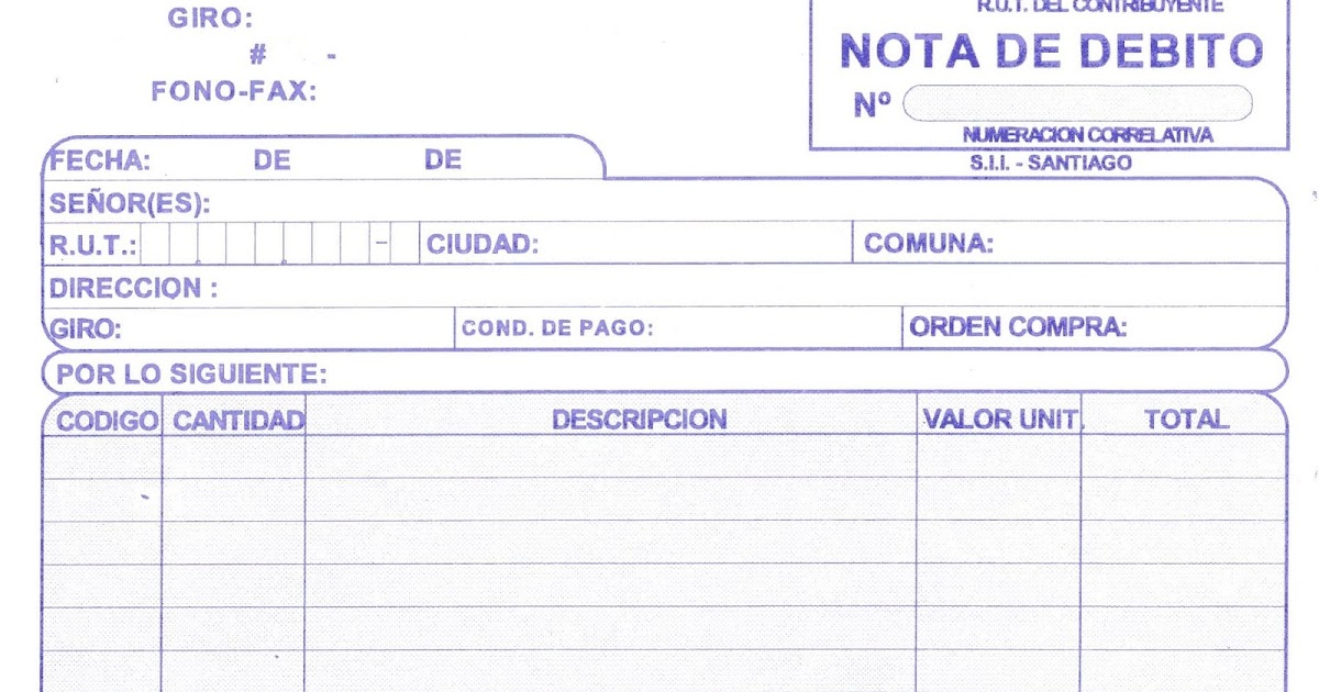 ESPECIALIDAD DE ADMINISTRACION DE EMPRESAS: NOTA DE DEBITO