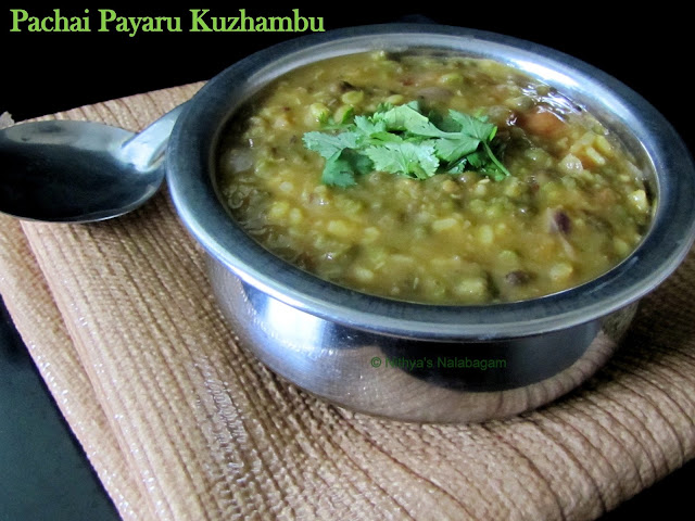 Pachai Payaru | Green Mung Dal Kuzhambu |Nithya's Nalabagam