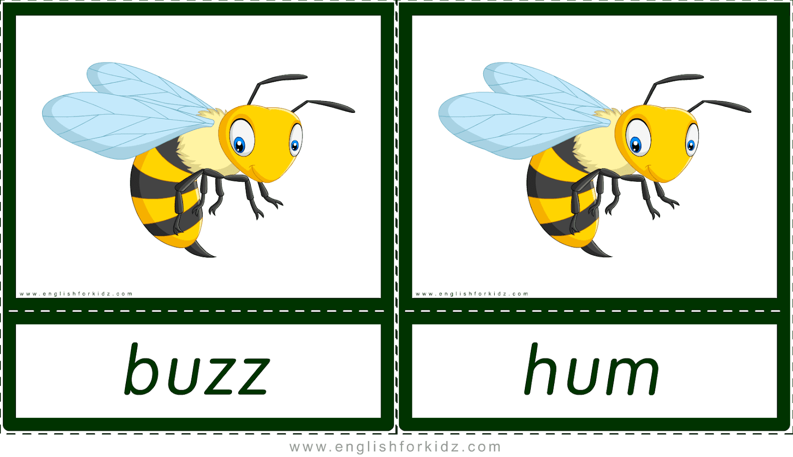 Printable Flashcards: Animal Sounds. Part 1.