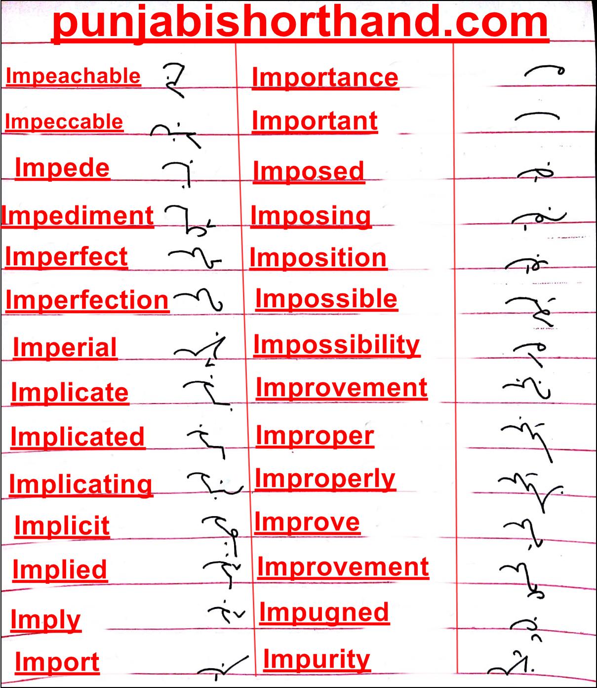 English Shorthand Alphabet Pitman [ I ] Outlines