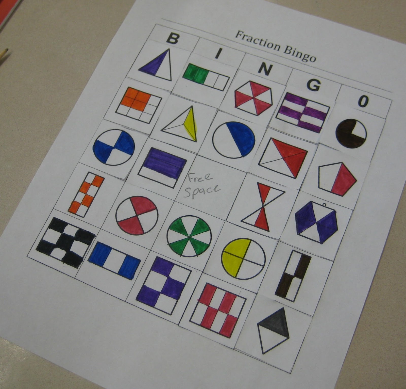 Day's Class Notes: Fraction Bingo