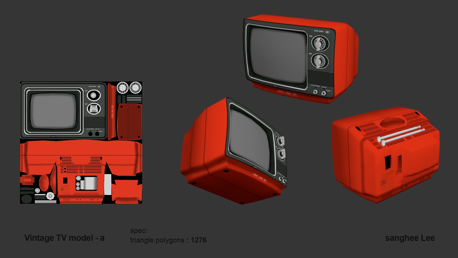 3D prop : Vintage TV model - a
