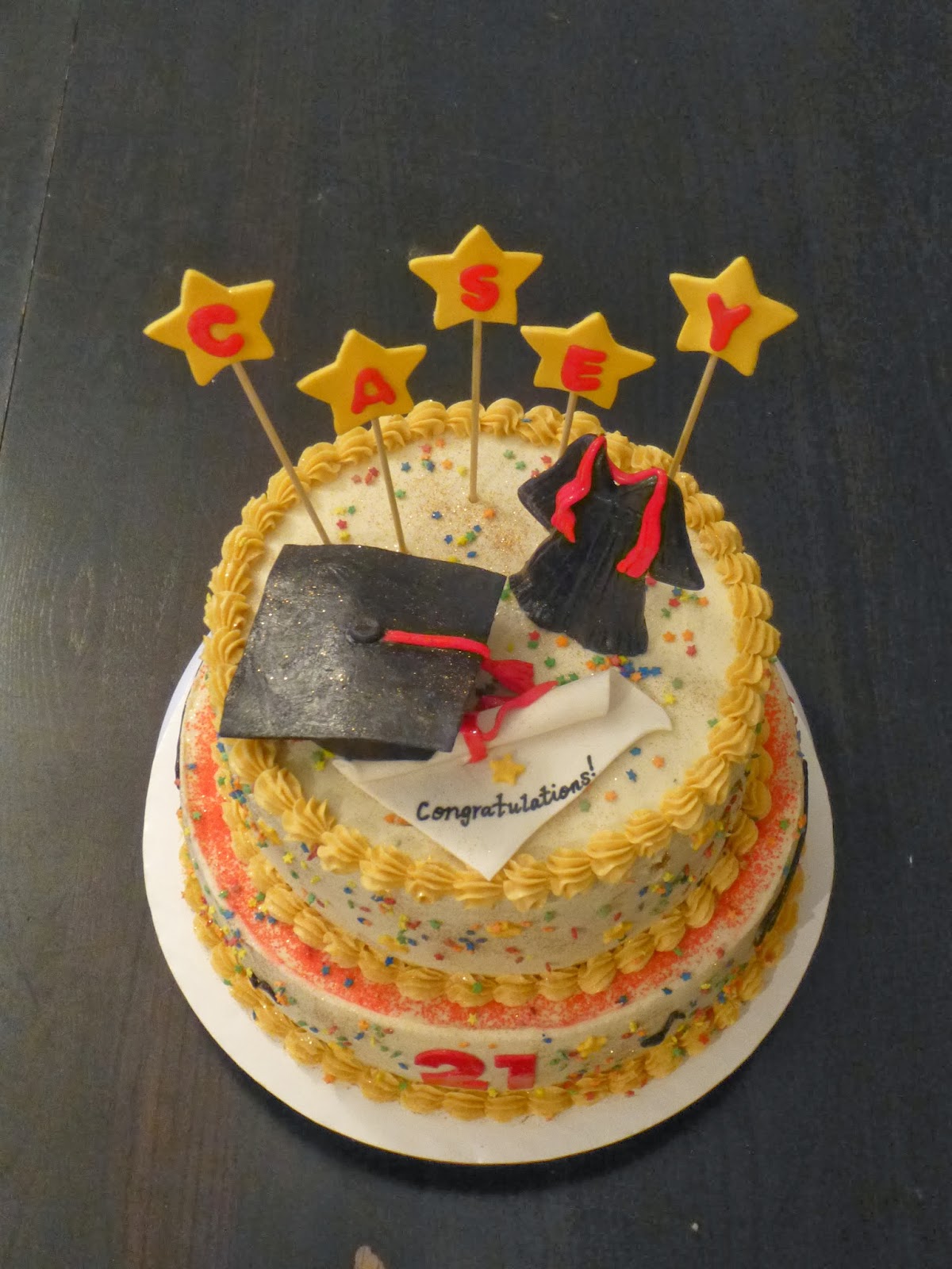 CLASSIC CAKES: 2 tier Birthday & Graduation Cake for Casey