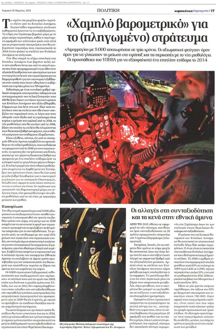 ΧΑΜΗΛΟ ΒΑΡΟΜΕΤΡΙΚΟ ΣΤΟ ΠΛΗΓΩΜΕΝΟ ΣΤΡΑΤΕΥΜΑ - ΣΤΡΑΤΙΩΤΙΚΑ ΘΕΜΑΤΑ... ΕΠ ΩΜΟΥ