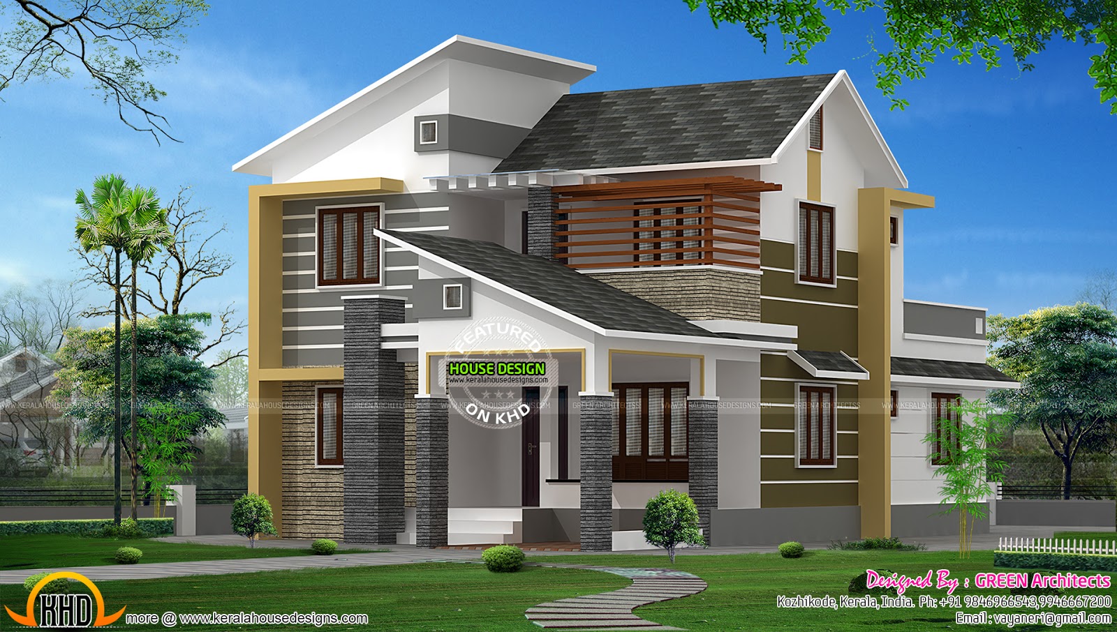 Beautiful slanting roof house in Kerala - Kerala Home Design and Floor ...