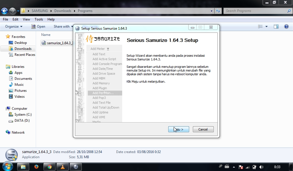 Sekai No Shouri: Cara memasang Samurize di Winamp