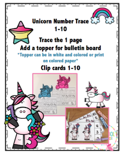 Unicorn Number Trace and Clip Cards ~ Preschool Printables