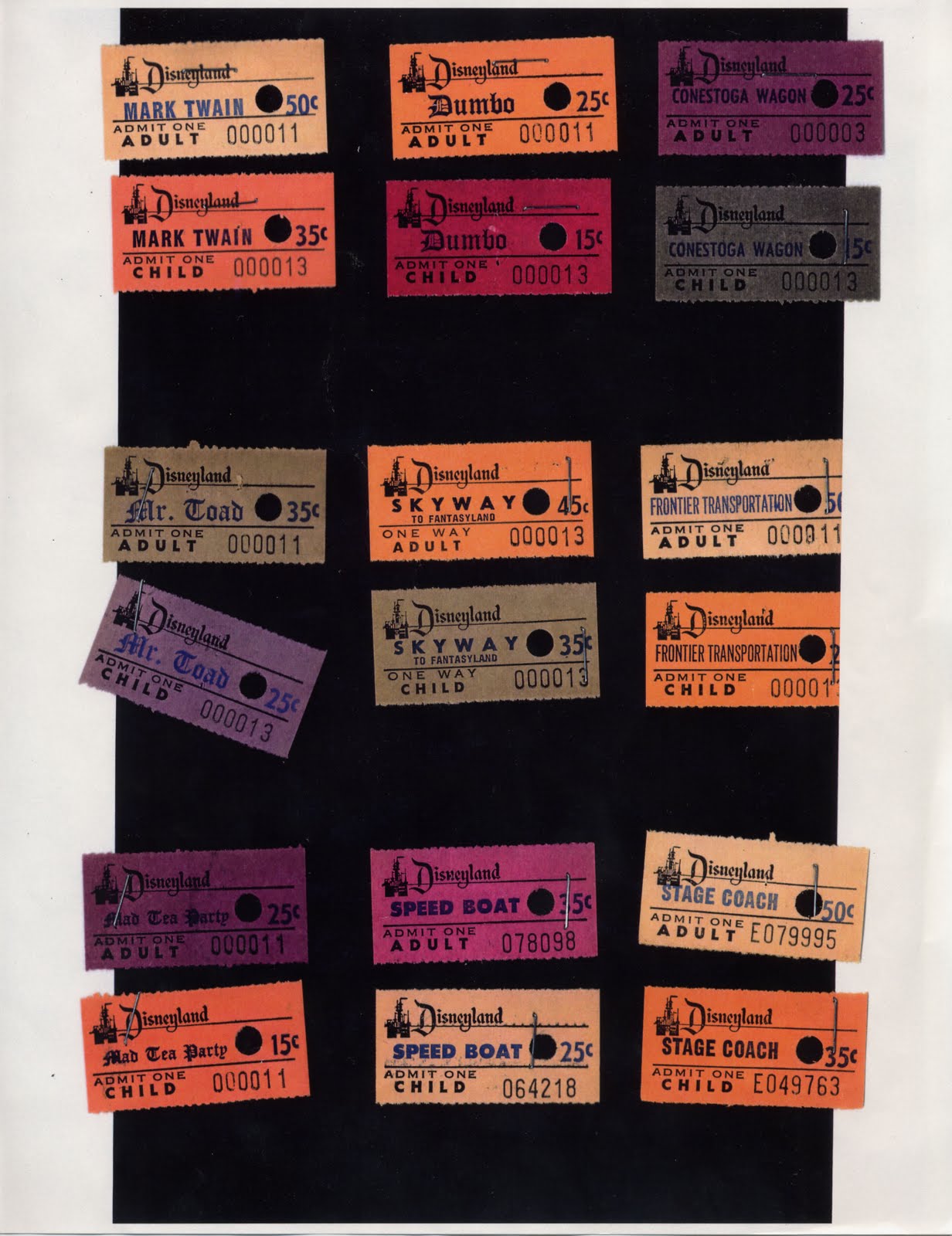 Vintage Disneyland Tickets: Disneyland Stub Tickets to Ride