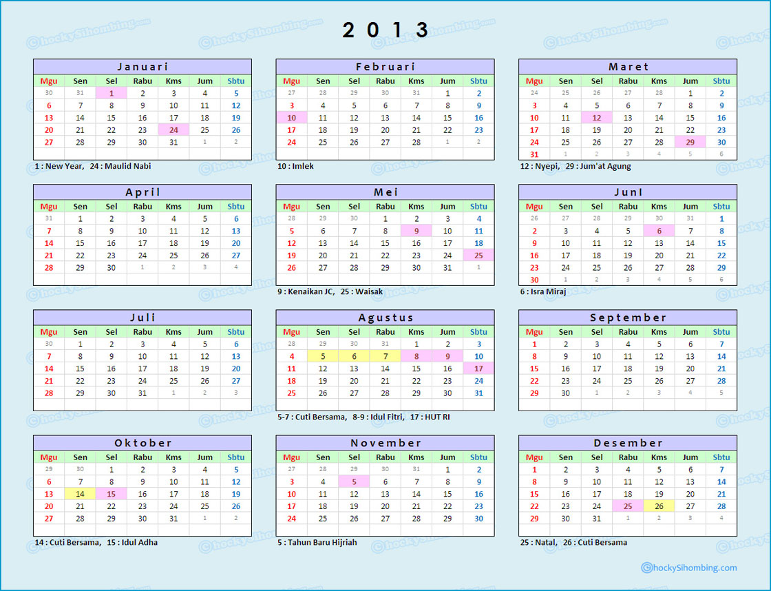 Kalender Indonesia Tahun 2014