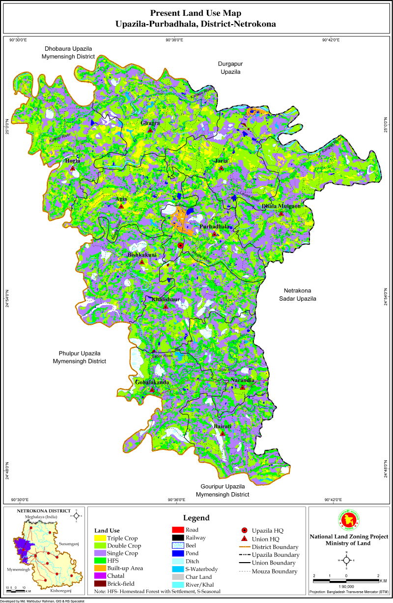 Mouza & Land Use Maps of Purbadhala Upazila, Netrokona, Bangladesh ...