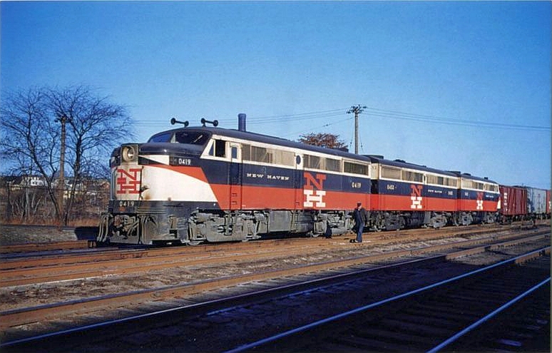 transpress nz: New Haven Railroad ALCo FA-1 units seen in 1958