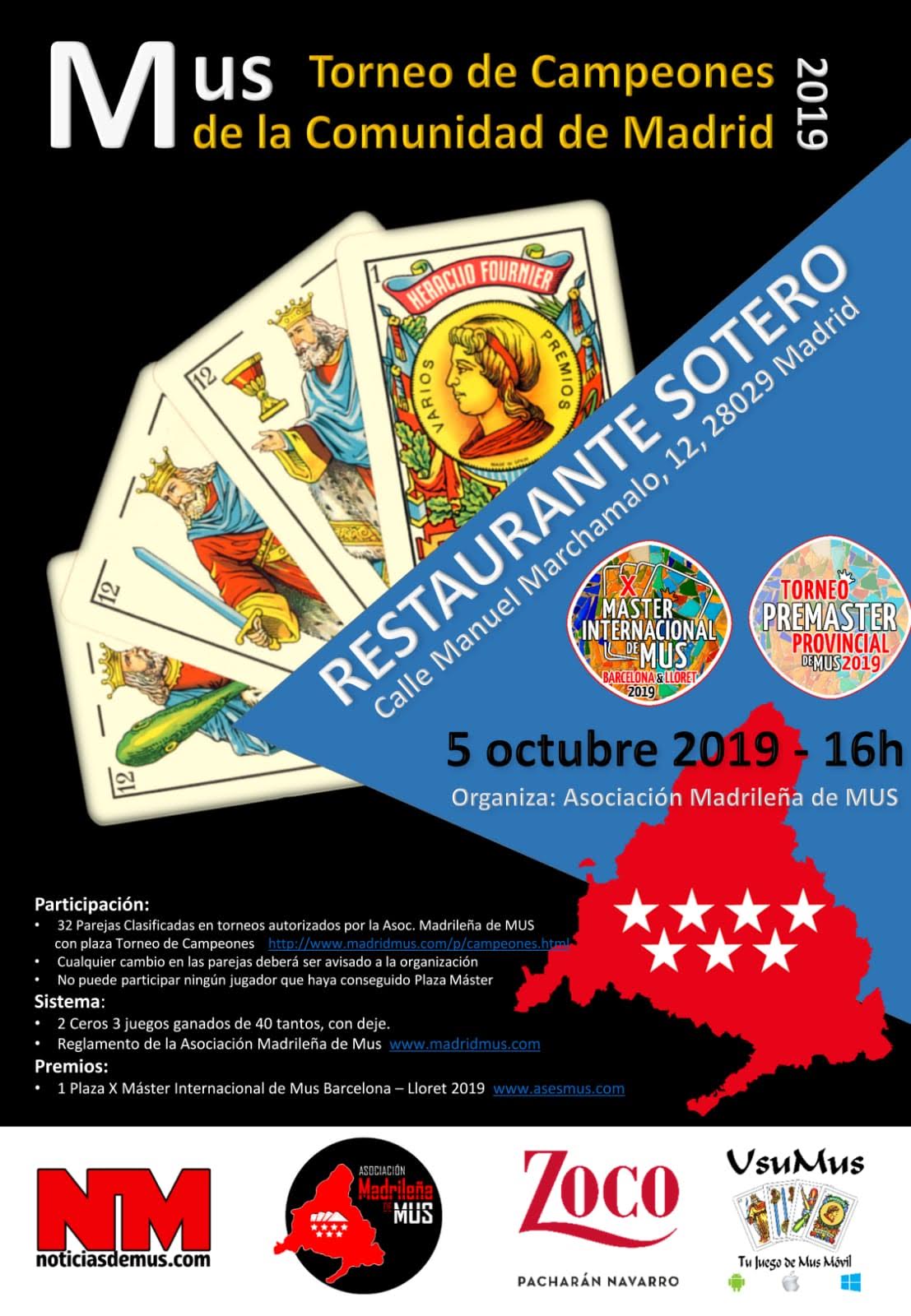 Mus Madrid - Asociación Madrileña de Mus: CAMPEONES 2019