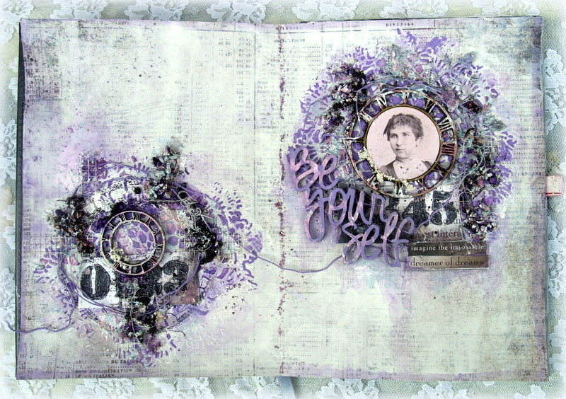 Mixed Media Place: Vintage art-journal spread by Anna Rogalska