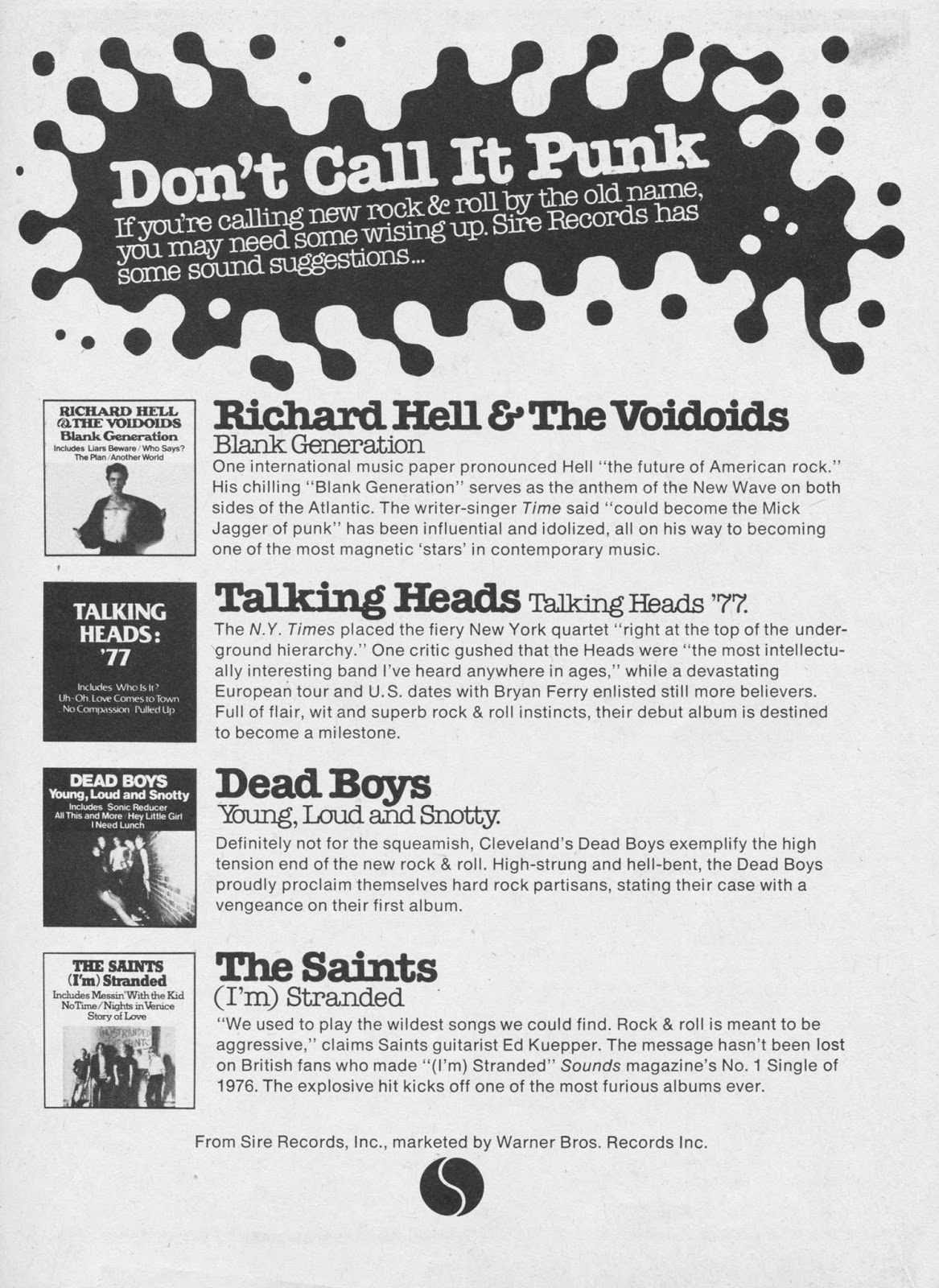 That Devil Music: Fossils: Sire Records’ Don’t Call It Punk