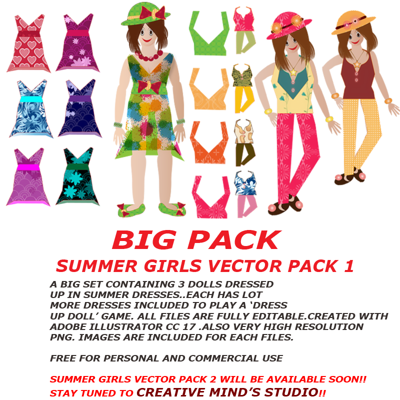 Creative Mind's Studio: SUMMER GIRLS VECTOR PACK 1