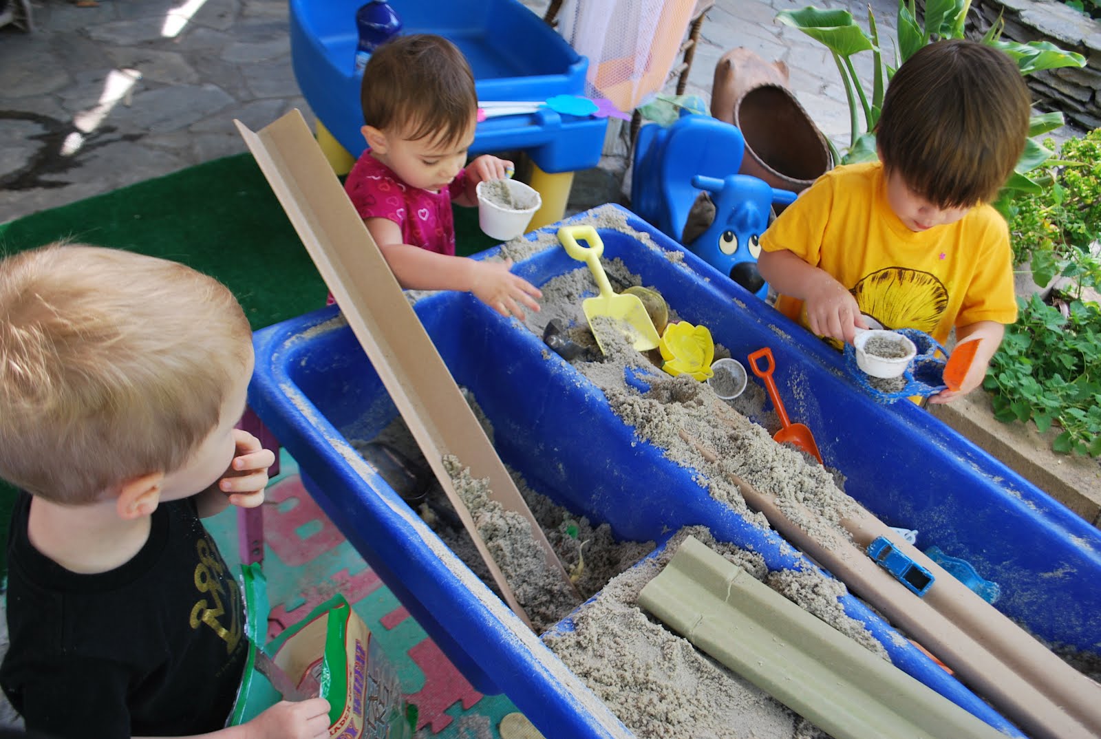 Familylicious Preschool Projects: Sensory Table- Sand and Ramps