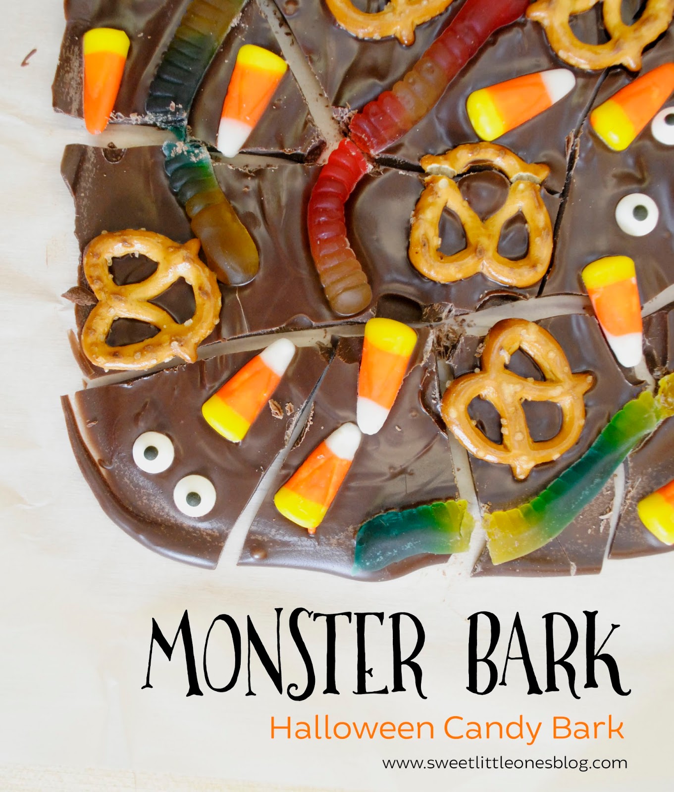 Sweet Little Ones: Monster Bark {Halloween Candy Bark}