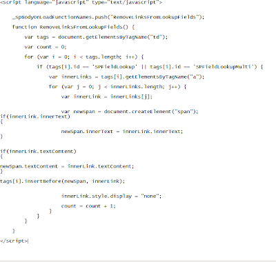Advanced Sharepoint Expert: Remove HyperLinks from Display Form Page of ...