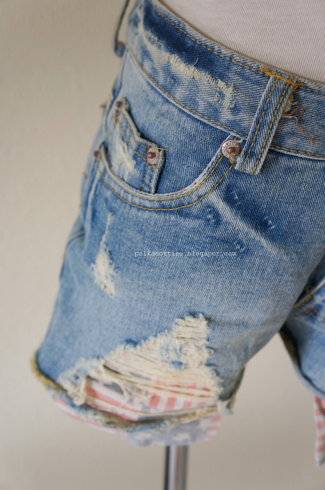 Polka Dottiee: C24 : Her Torn Denim Shorts