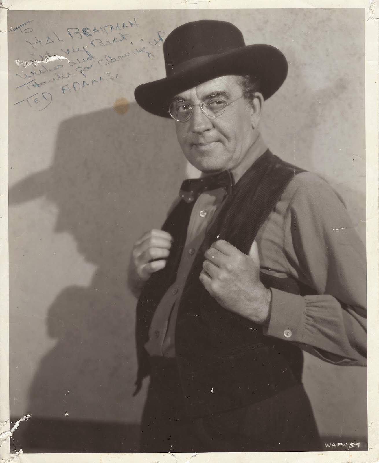 Hal Bates And Famous People: TO HAL BATES FROM TED ADAMS