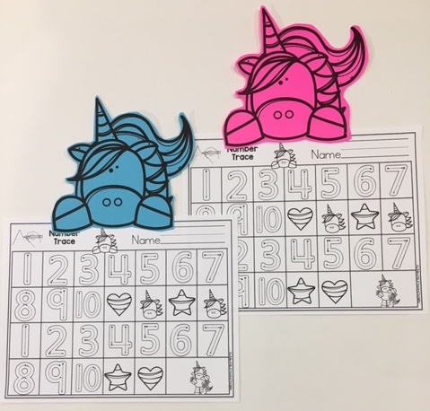 Unicorn Number Trace and Clip Cards ~ Preschool Printables