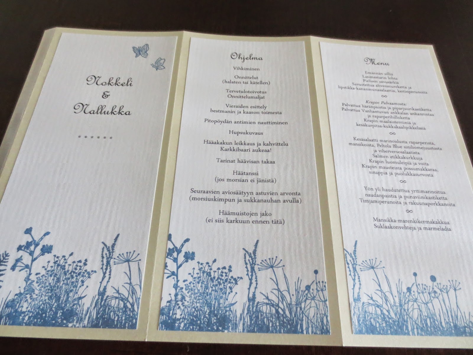 PupuProduction: Menu- ja ohjelmakortit häihin