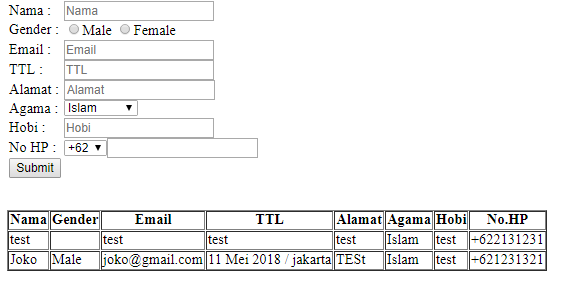 Input data dengan HTML + PHP + MYSQL
