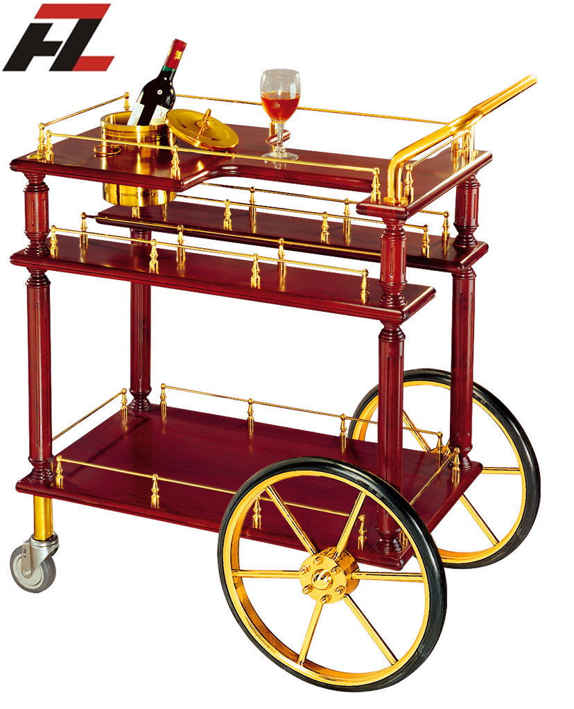 China hotel supplies manufacturer: Luxurious Drink Trolley with SS Handle