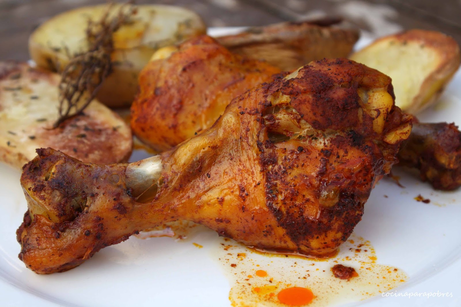 Muslo de pollo cocinado en bolsa de asar