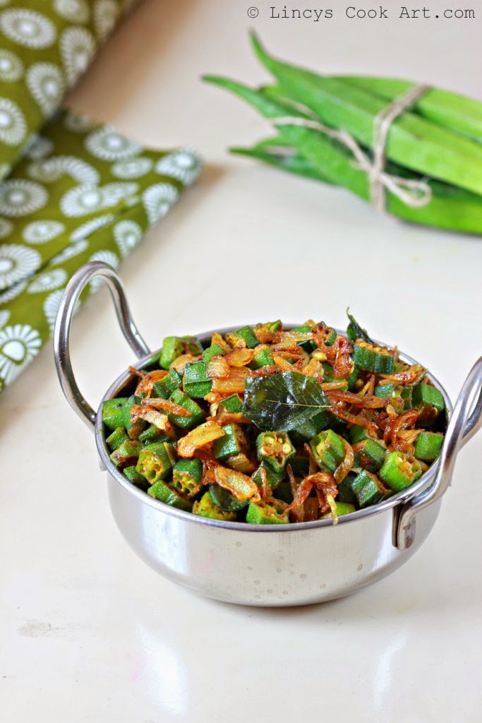 Vendakka Mezhukkupuratti/ Ladies Finger Mezhukkupuratti ~ Lincy's Cook Art