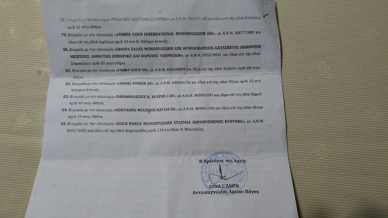 ΕΔΩΛΙΟ5 : ΔΙΑΤΑΞΗ-ΒΟΜΒΑ ΑΠΟ ΤΗΝ ΑΝΤΙΕΙΣΑΓΓΕΛΕΑ ΤΟΥ Α.Π. ΑΝΝΑ ΖΑΙΡΗ,ΓΙΑ ...