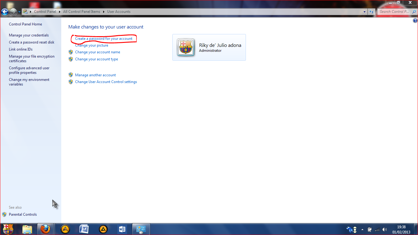 cara membuat kata sandi pada laptop windows 7 ~ RikySport