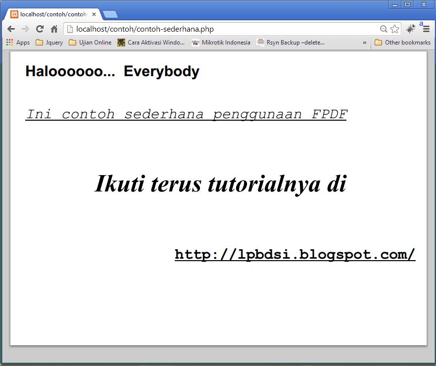 Tutorial FPDF (Part 2) - Contoh Sederhana