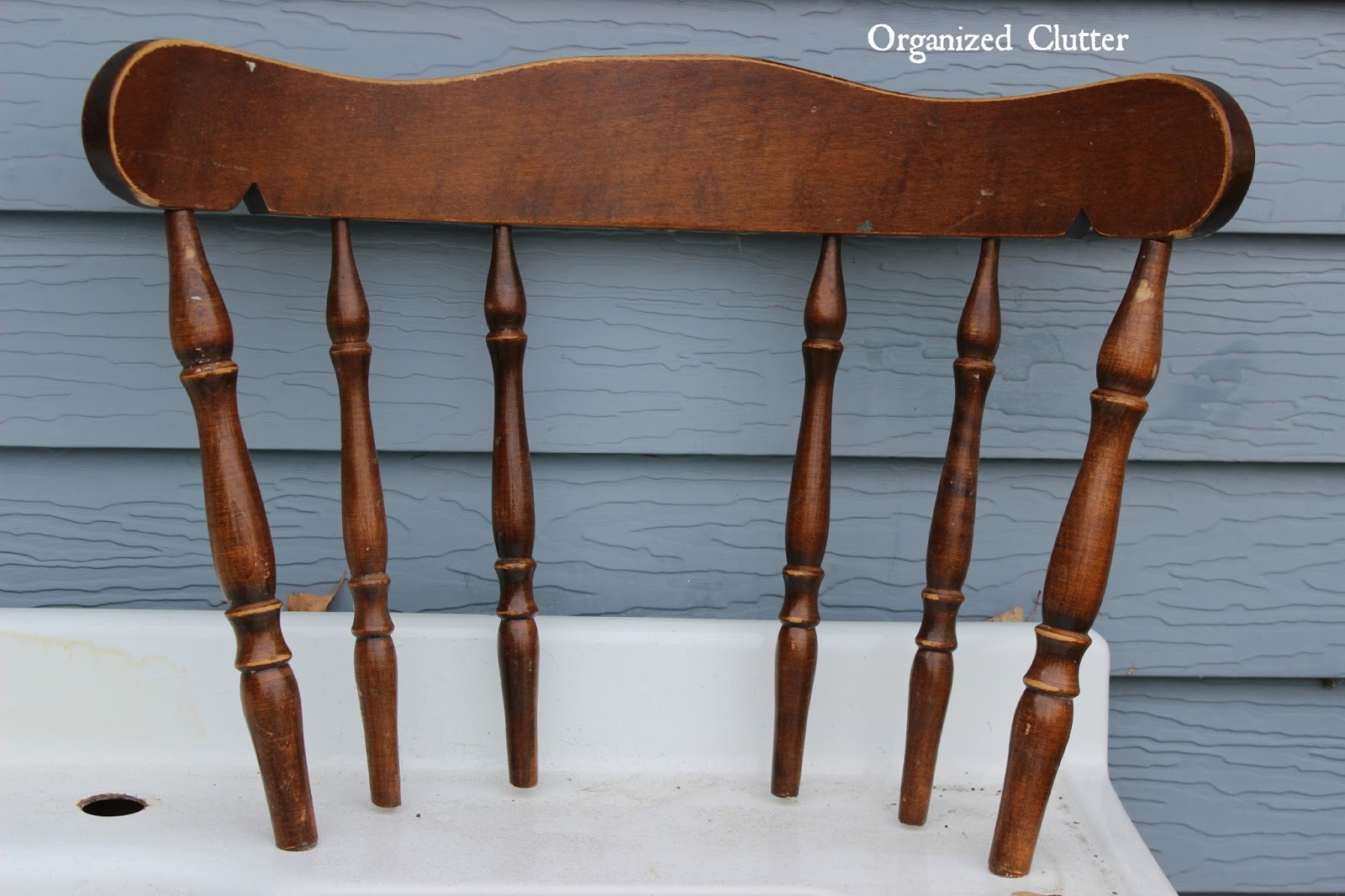 A Re-Purposed Chair Back Photo Hanger - Organized Clutter