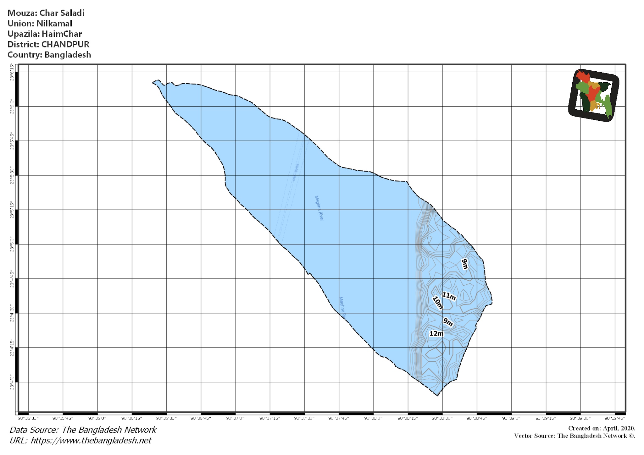 Map of Char Saladi Mouza, Haimchar, Chandpur