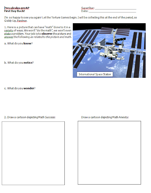 Math Teacher Mambo: First Day Precalculus