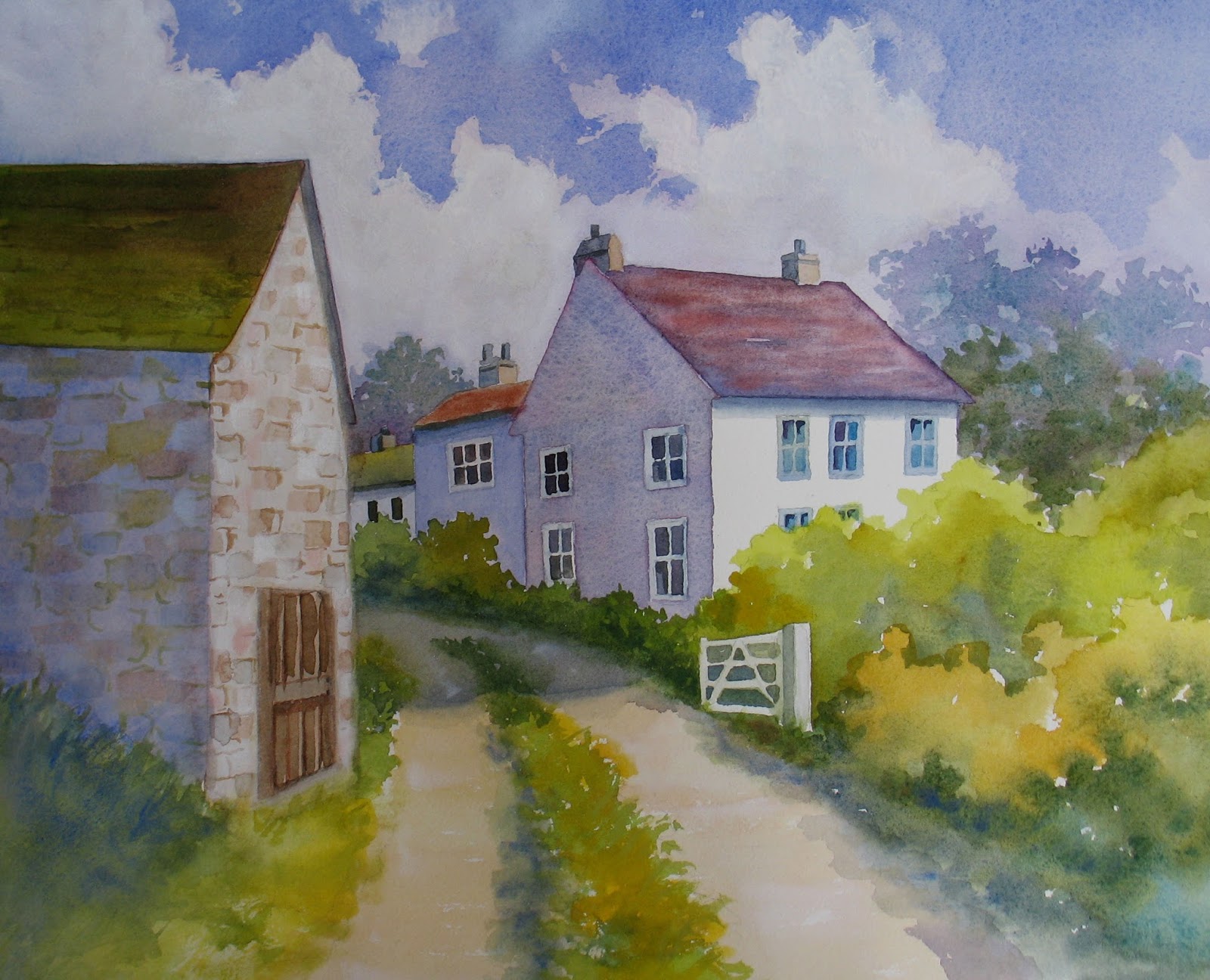 Nel's Everyday Painting: Village Lane Watercolor - SOLD